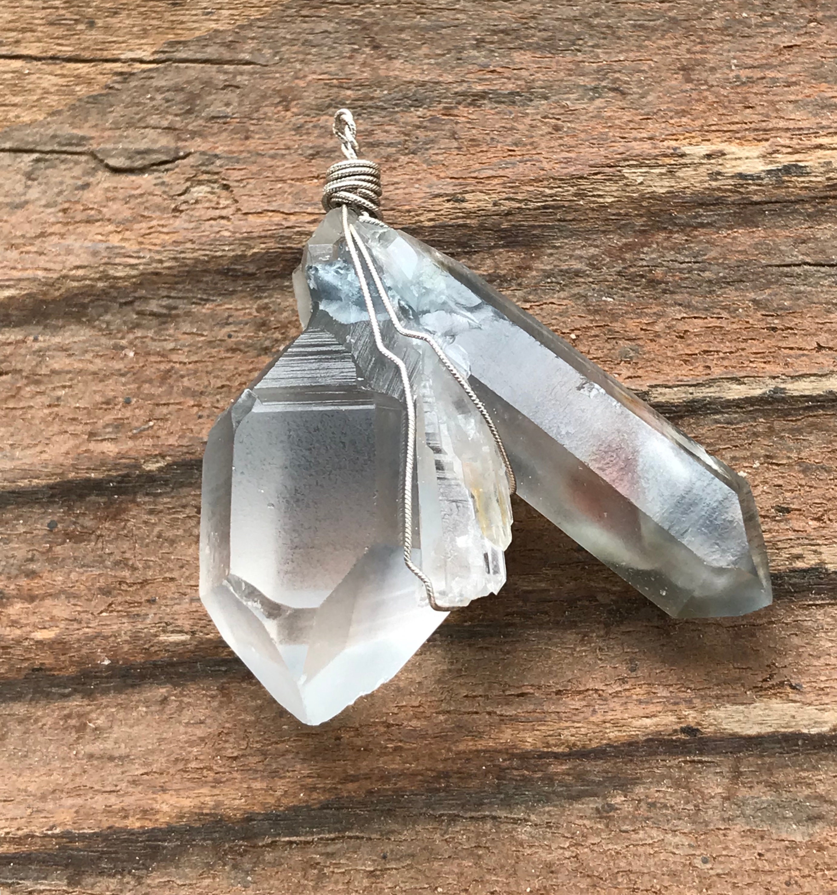 Blue Tara Quartz Crystal Cluster Pendant Wire Wrapped Sterling Silver blue-tara-quartz-crystal-cluster-pendant-wire-wrapped-sterling-silver