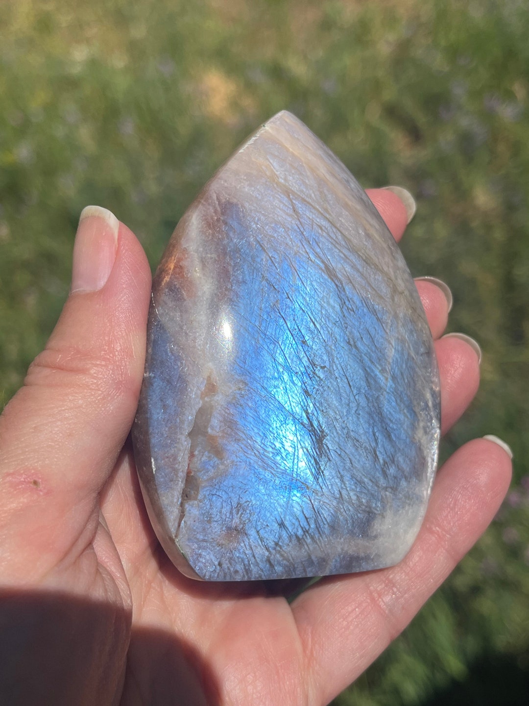 Sunstone Moonstone Mix Blue Fire Flame Polished Tower Gemstone Stone ...