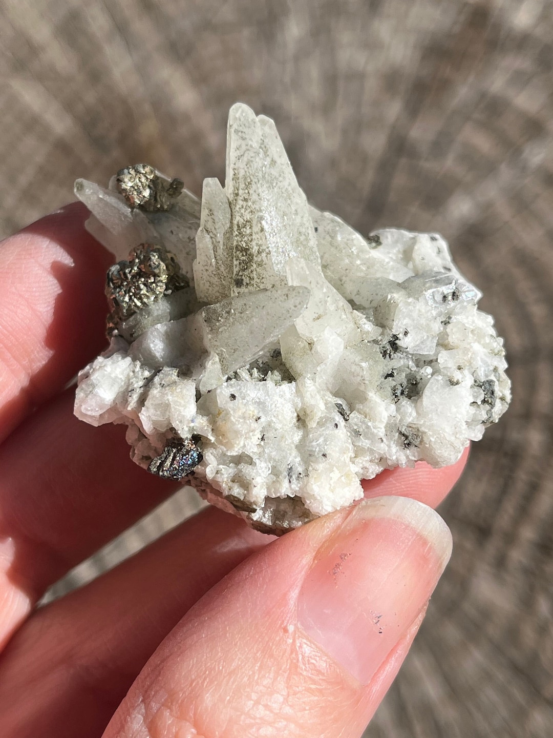 Calcite Cluster With Pyrite and Chlorite Stone Gemstone Natural - Etsy