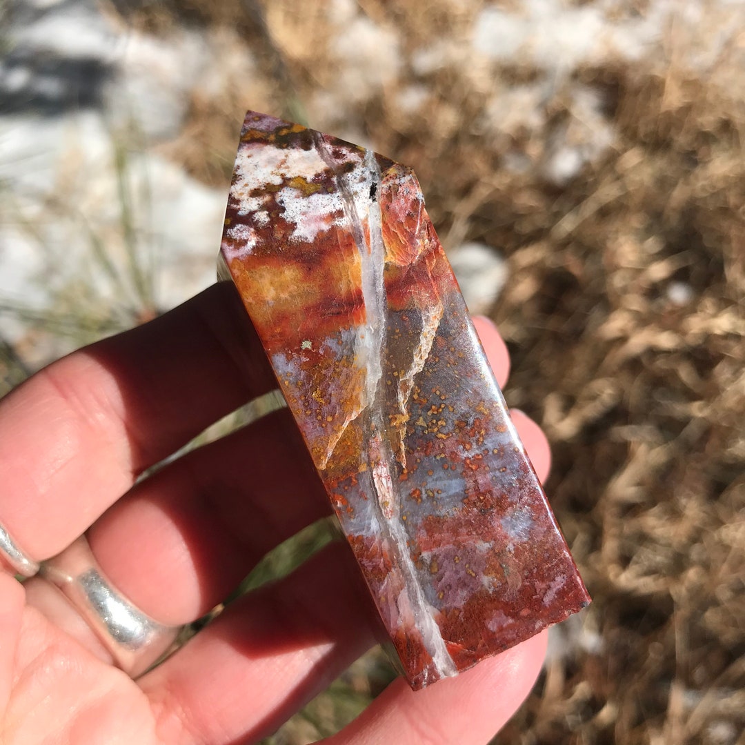 Pink Red Ocean Jasper Natural Polished Tower Semiprecious Stone 2 3/4 ...