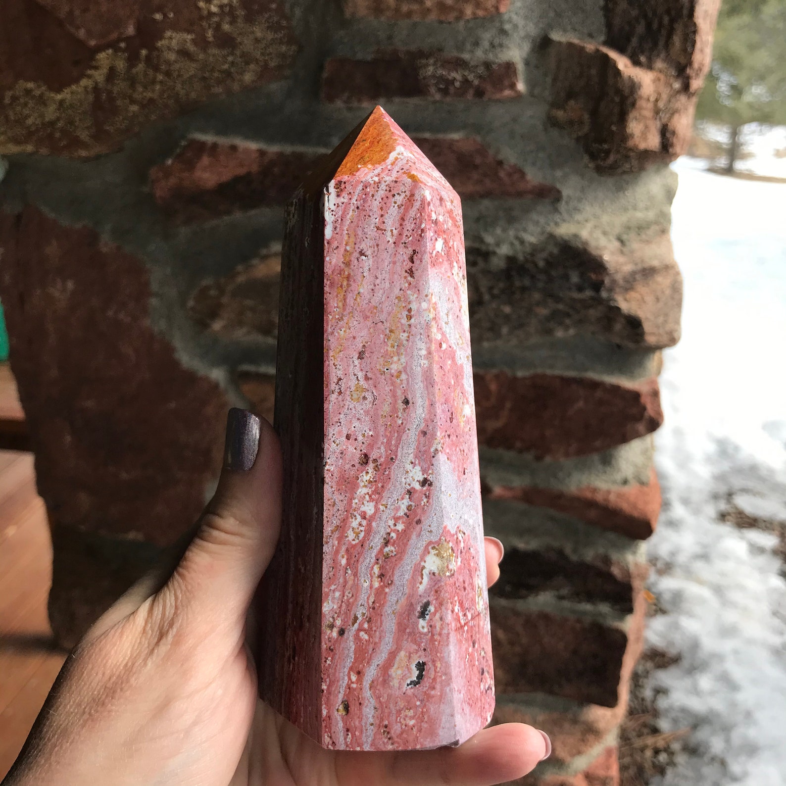 Large Tower Polished Pink Ocean Jasper Natural Tower - Etsy UK