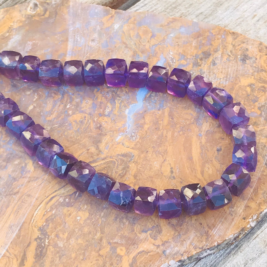 Amethyst Beads 2 Beads Cube Semiprecious Stone 6mm - Etsy