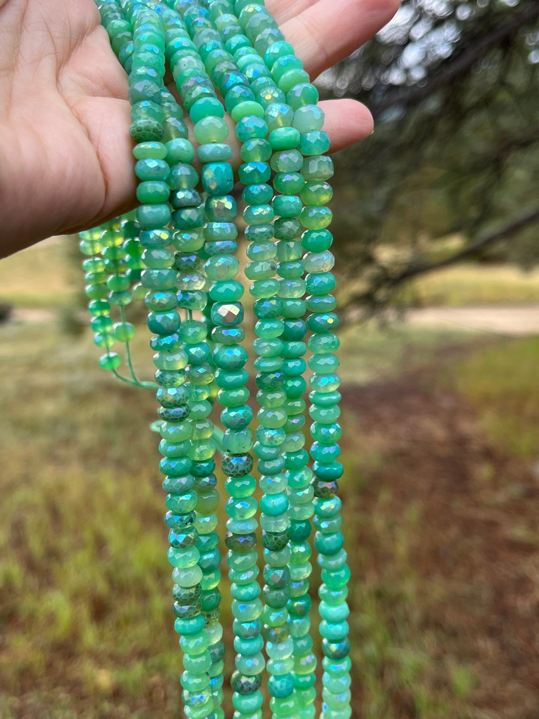 Mystic Chrysoprase Beads Faceted Rondelles Semiprecious Gemstone Beads ...
