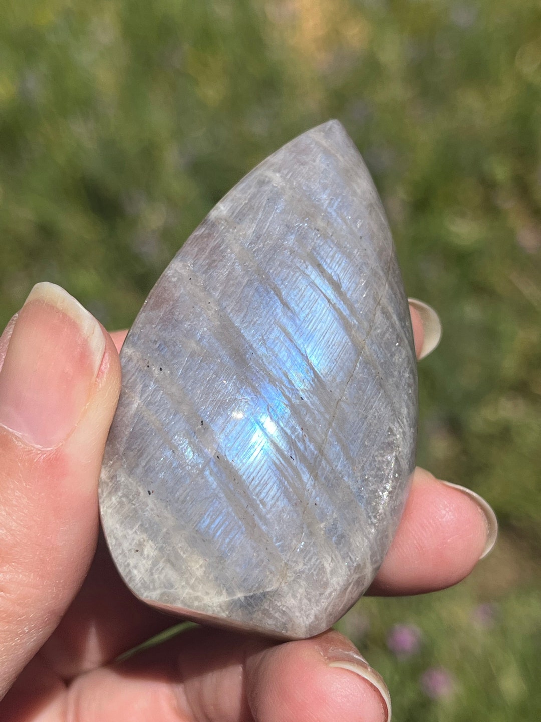 Sunstone Moonstone Mix Blue Fire Flame Polished Tower Gemstone Stone ...