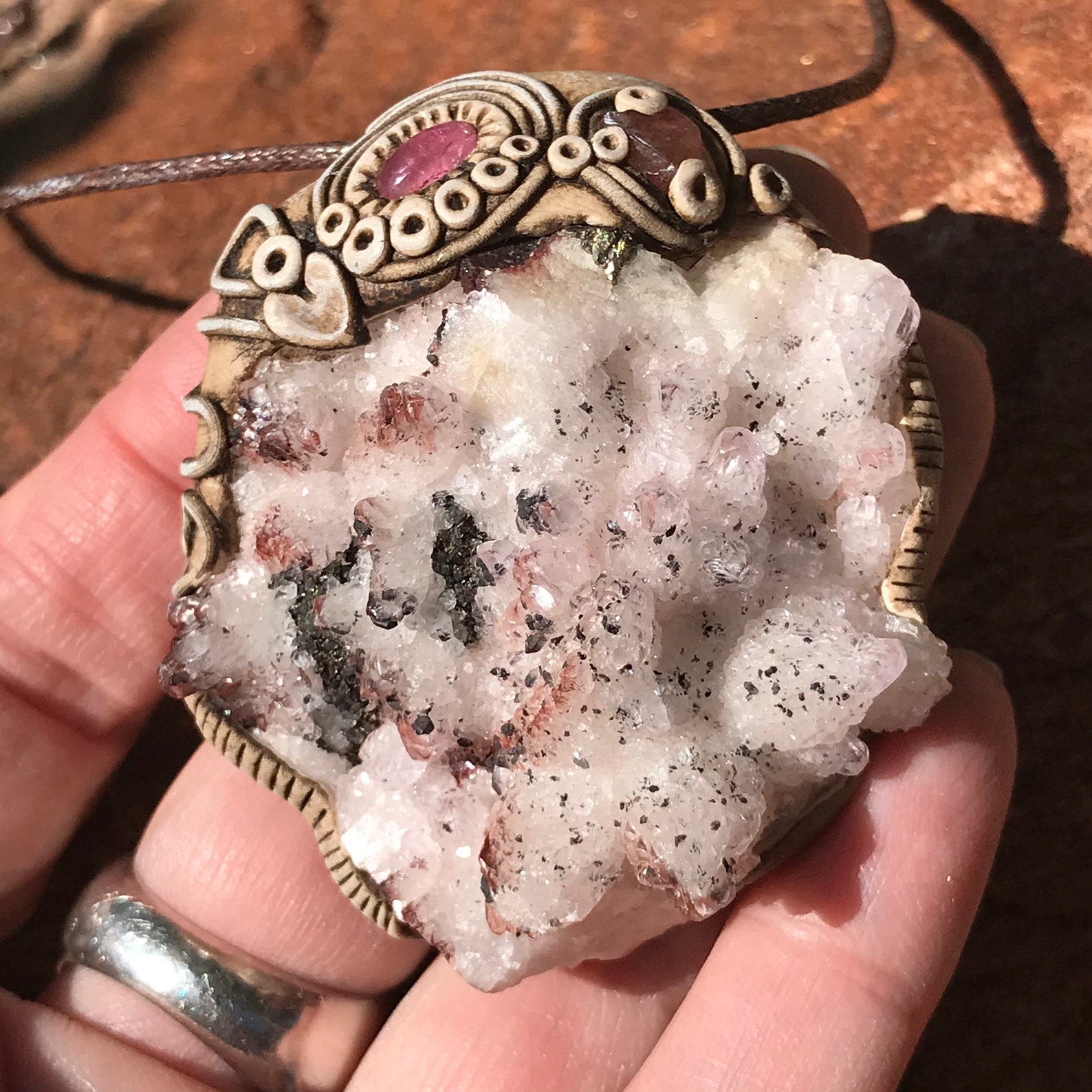 Moroccan Calcite Crystal Necklace Clay Woodland Fairy Hippie - Etsy