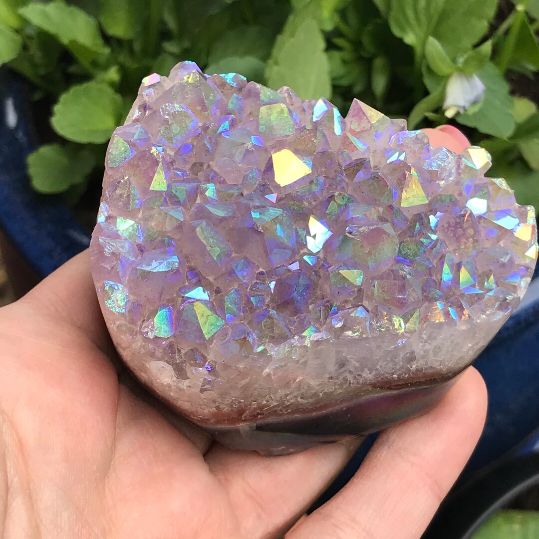 Aura Amethyst Crystal Cluster Large - Etsy