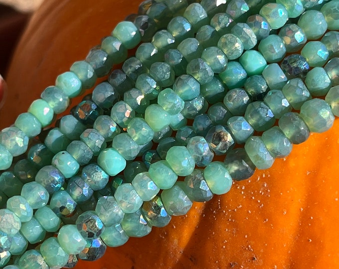 Mystic Chrysoprase Beads Faceted Rondelles Semiprecious Gemstone Beads ...