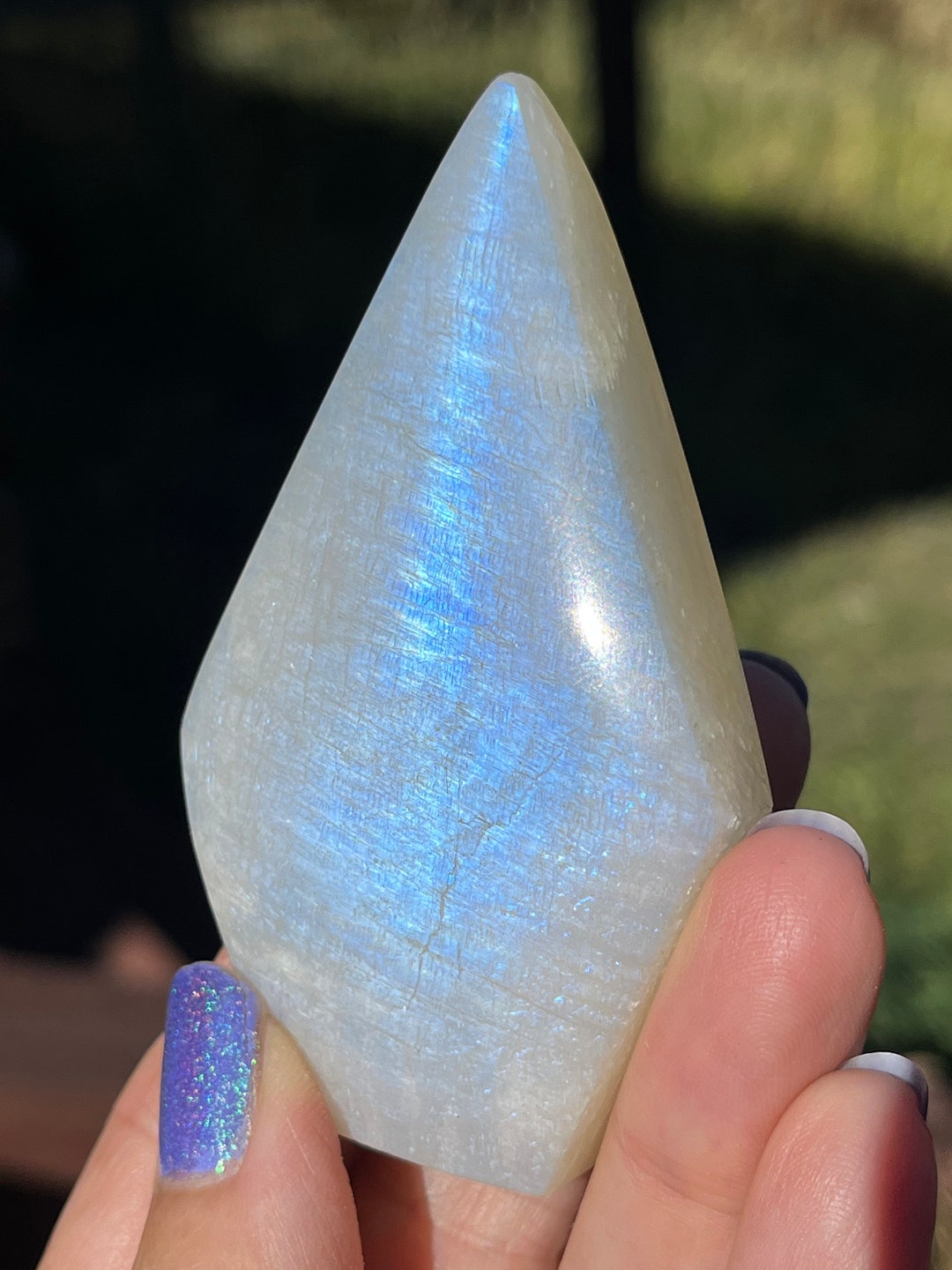 Moonstone Blue Fire Flame Polished Tower Gemstone Stone Natural 3 7/8 ...