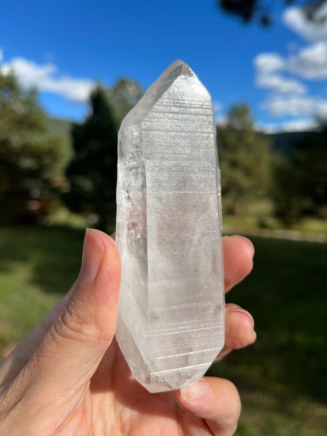 DT Lemurian Quartz AAA Point Self Healed Crystal - Etsy