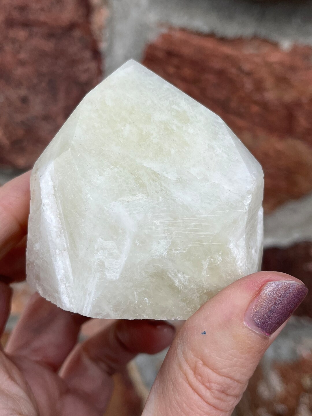 Sulphur Quartz Point Self Standing Tower Natural Stone Crystal Gemstone ...