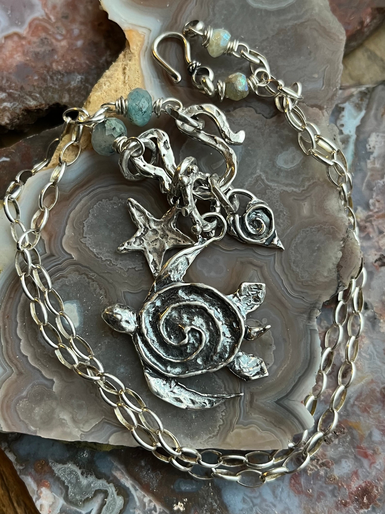 Artisan Sterling Silver Turtle Charm Necklace 18 Inch - Etsy