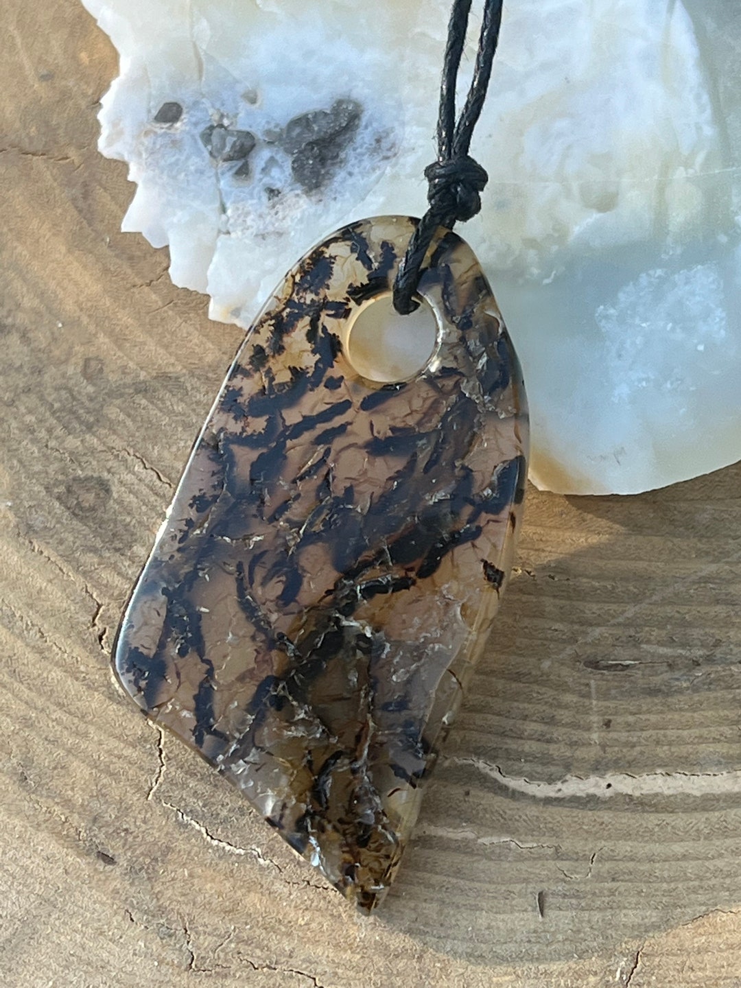 Mens Gemstone Necklaces Crystal Stone Natural Montana Agate - Etsy