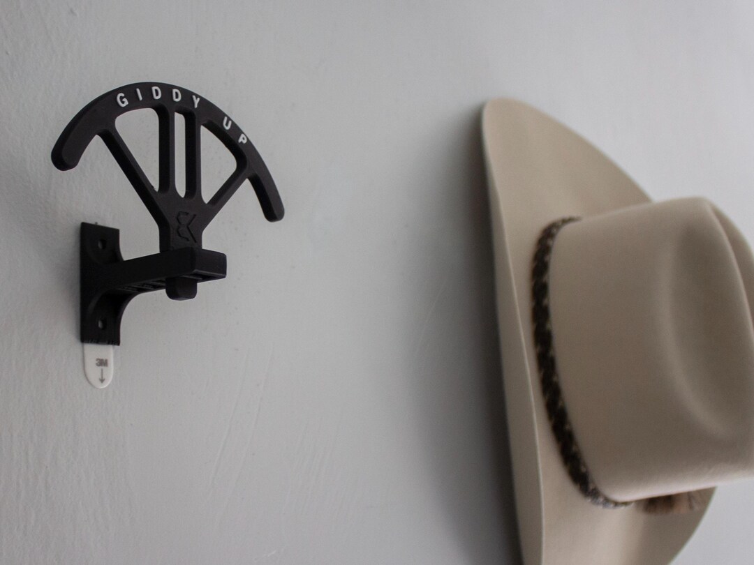 CUSTOM Cowboy Hat Wall Mount, Dorm Friendly Renter Friendly Hat Holder ...