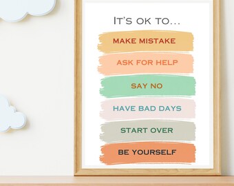 Feelings Poster, It's Ok to Make Mistakes Poster, Montessori Wall Art ...