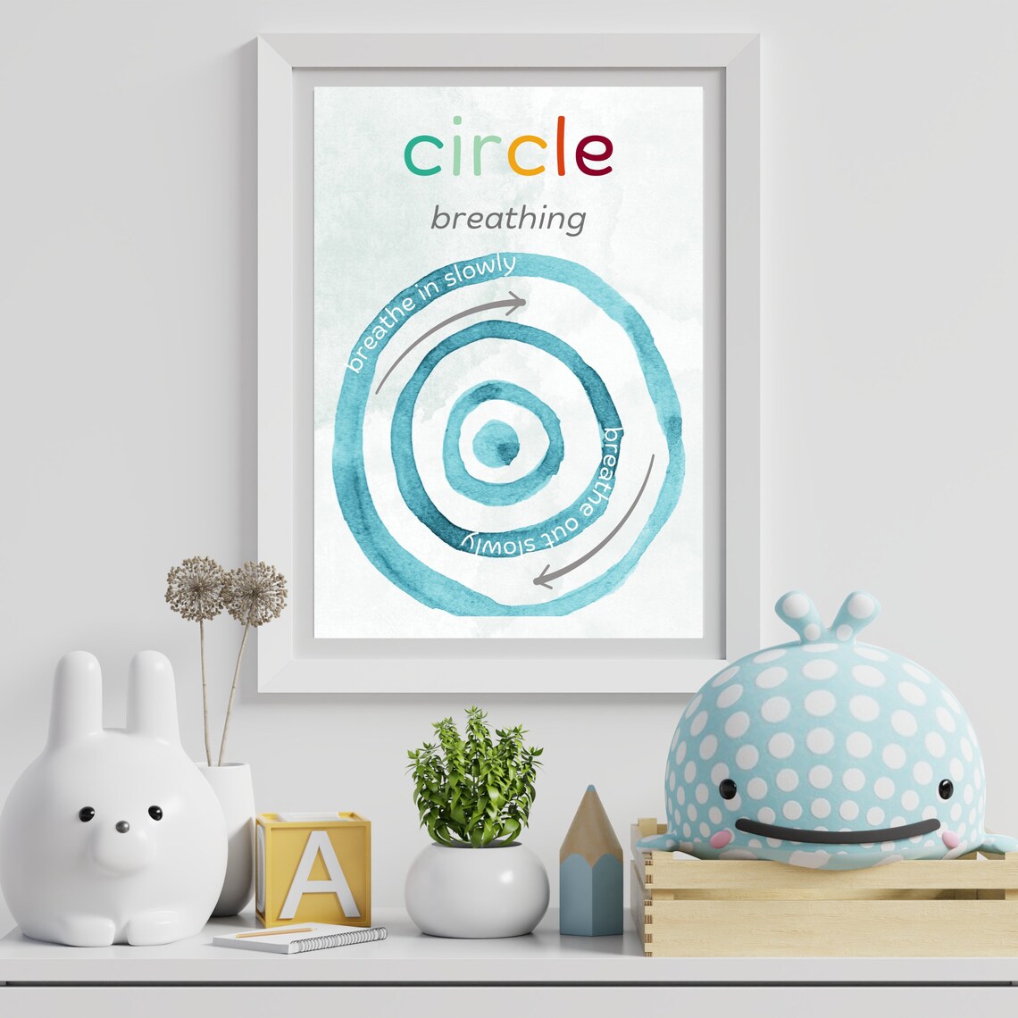 Mindfulness Breathing Poster, Circle Breathing Poster, Calming Corner ...