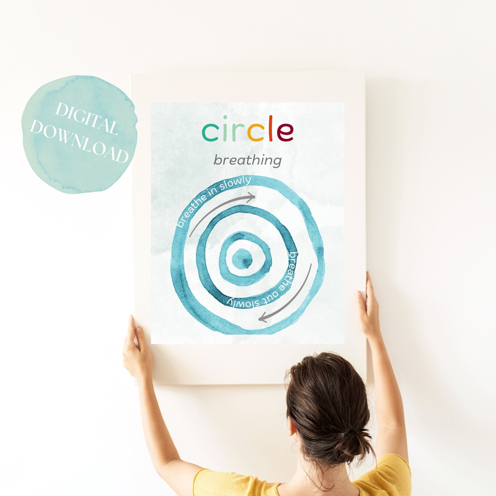 Mindfulness Breathing Poster, Circle Breathing Poster, Calming Corner ...