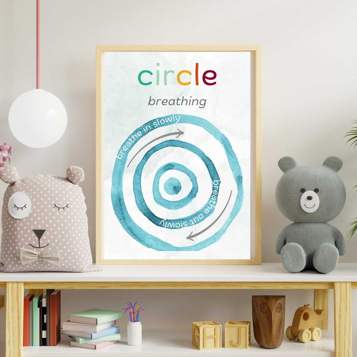 Mindfulness Breathing Poster, Circle Breathing Poster, Calming Corner ...