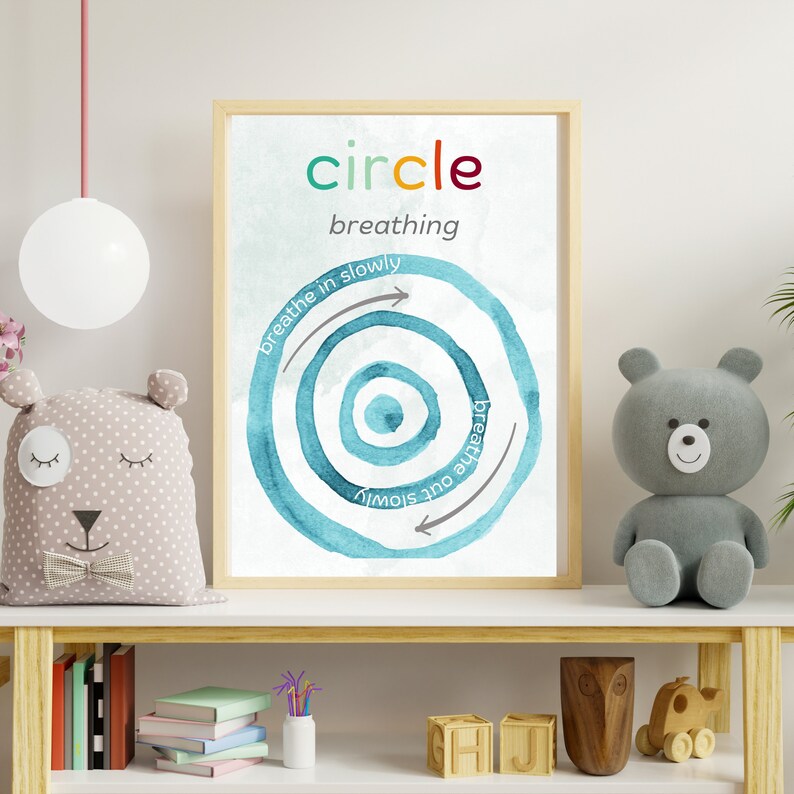 Mindfulness Breathing Poster, Circle Breathing Poster, Calming Corner ...