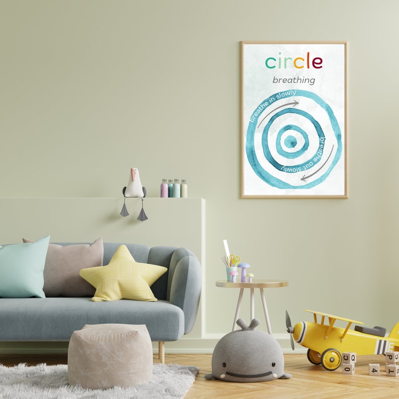Mindfulness Breathing Poster, Circle Breathing Poster, Calming Corner ...