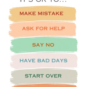 It's Ok to Make Mistakes Poster, Mindfulness Poster,montessori Wall Art ...