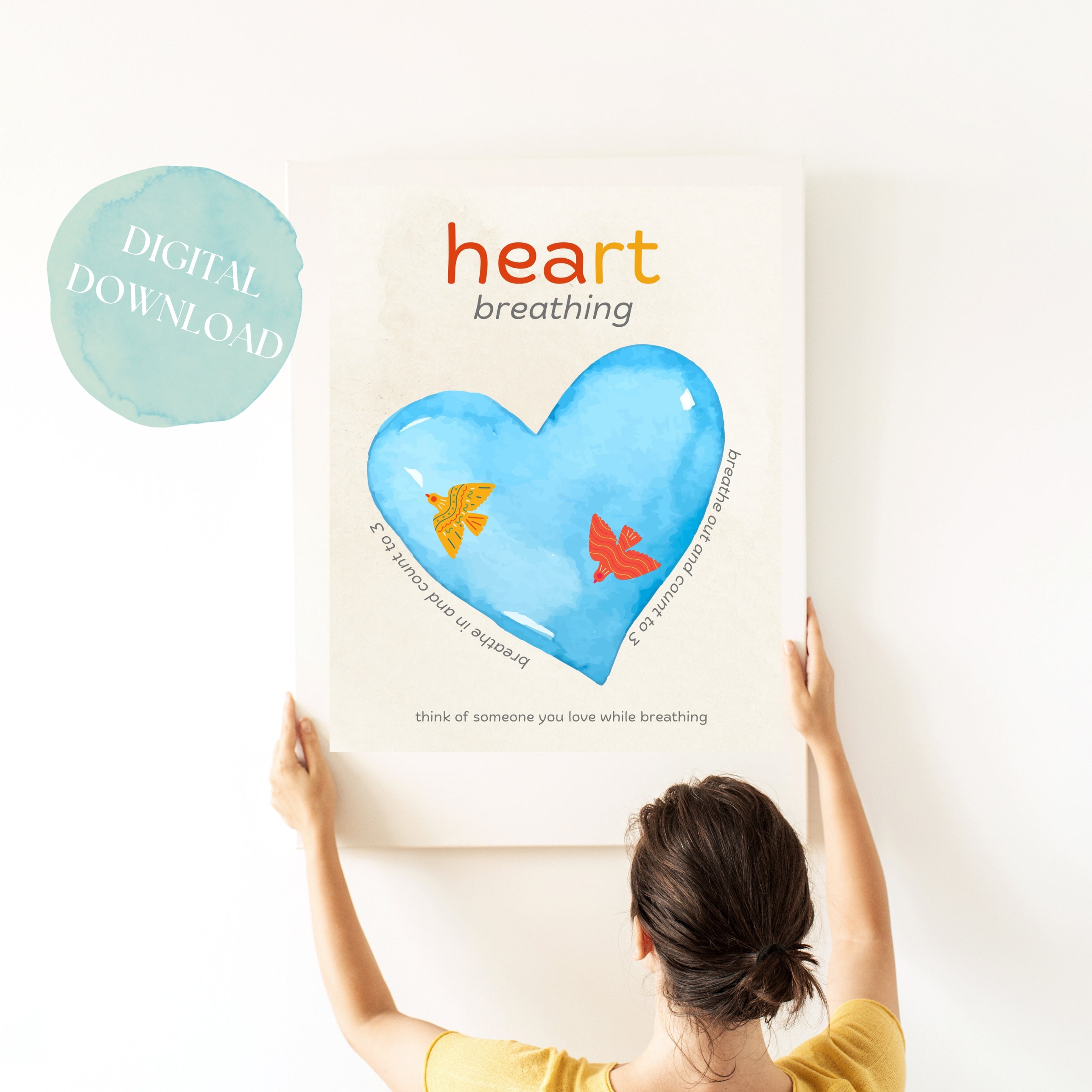Heart Breathing Poster, Breathing Poster, Calming Corner, Homeschool ...