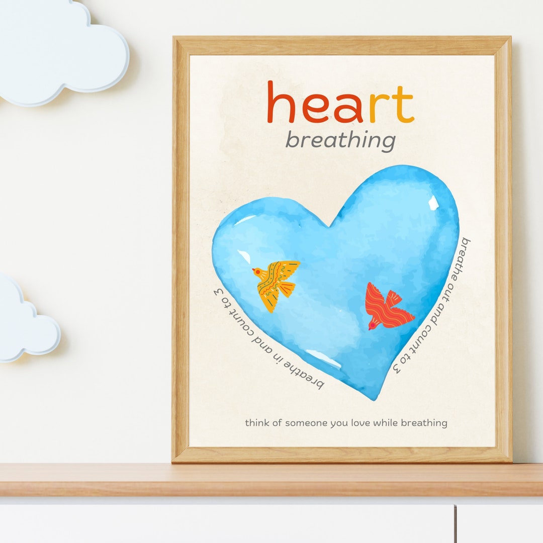 Heart Breathing Poster, Breathing Poster, Calming Corner, Homeschool ...