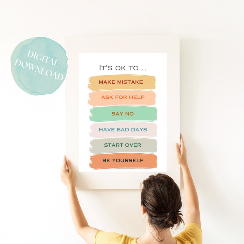 It's Ok to Make Mistakes Poster, Mindfulness Poster,montessori Wall Art ...