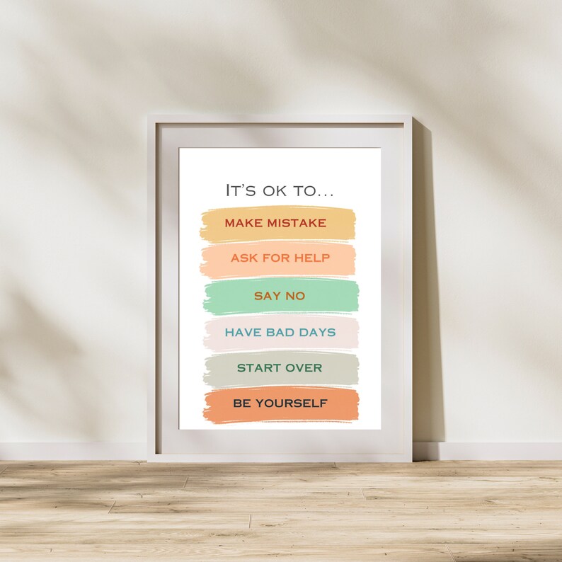 It's Ok to Make Mistakes Poster, Mindfulness Poster,montessori Wall Art ...