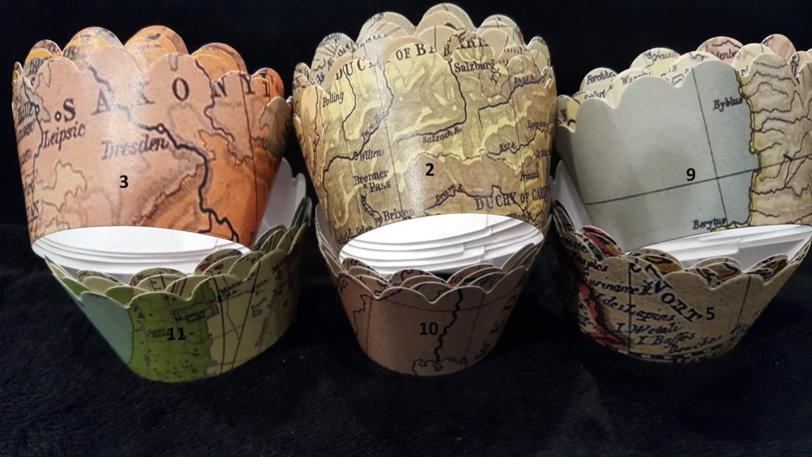 Custom Old Map Cupcake Wrappers 12 12 Designs | Etsy