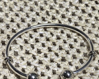 Pandora Moments Moon and Stars Open Bangle Bracelet Size 6.5 In Etsy