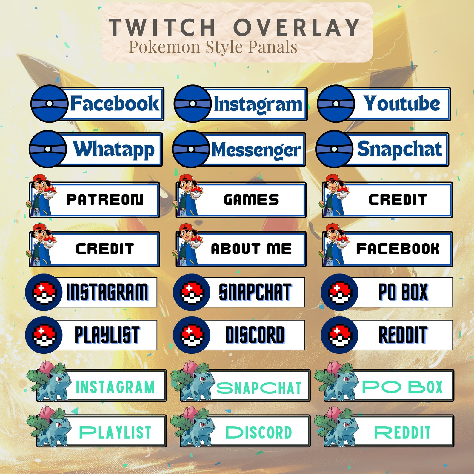 Stream Overlay Twitch Panels / Pokémon Layout / Customize / Pokemon ...