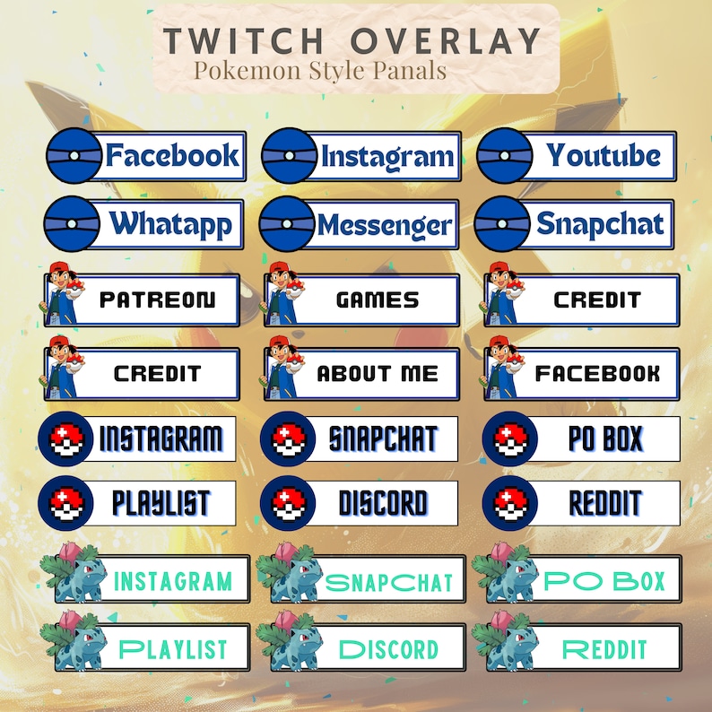 Stream Overlay Twitch Panels / Pokémon Layout / Customize / Pokemon ...