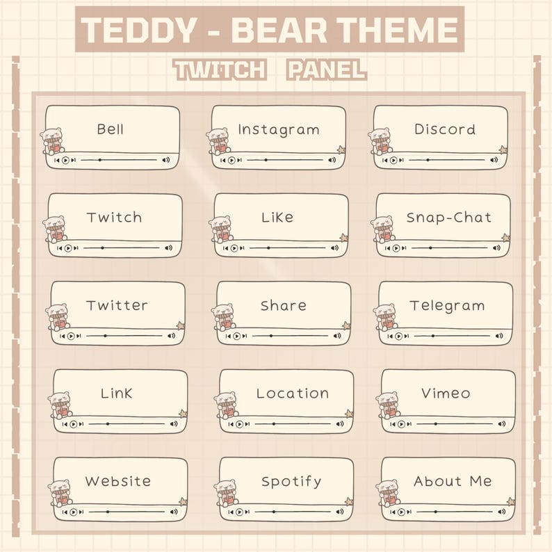 Bear Twitch Overlay Brown Stream Asset, Lo-fi Streamlabs Overlay , Cute ...