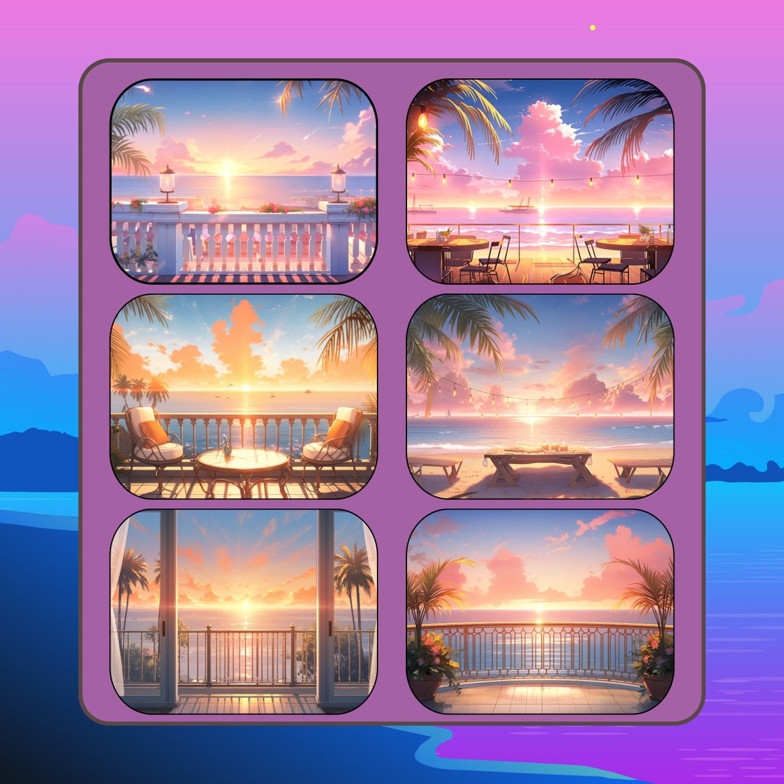 10 Cozy Sunset Background Lofi Beach Vtuber Backgrounds Lofi Vtuber ...