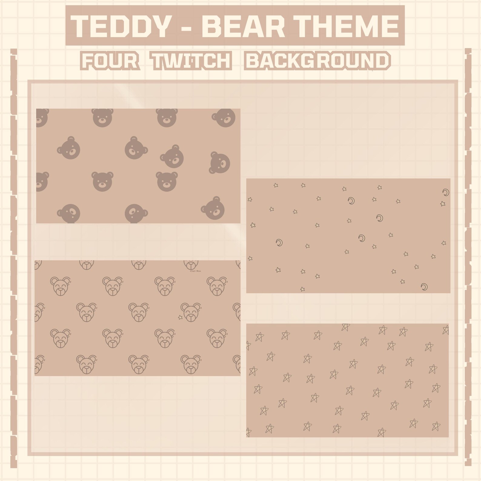 Bear Twitch Overlay Brown Stream Asset, Lo-fi Streamlabs Overlay , Cute ...