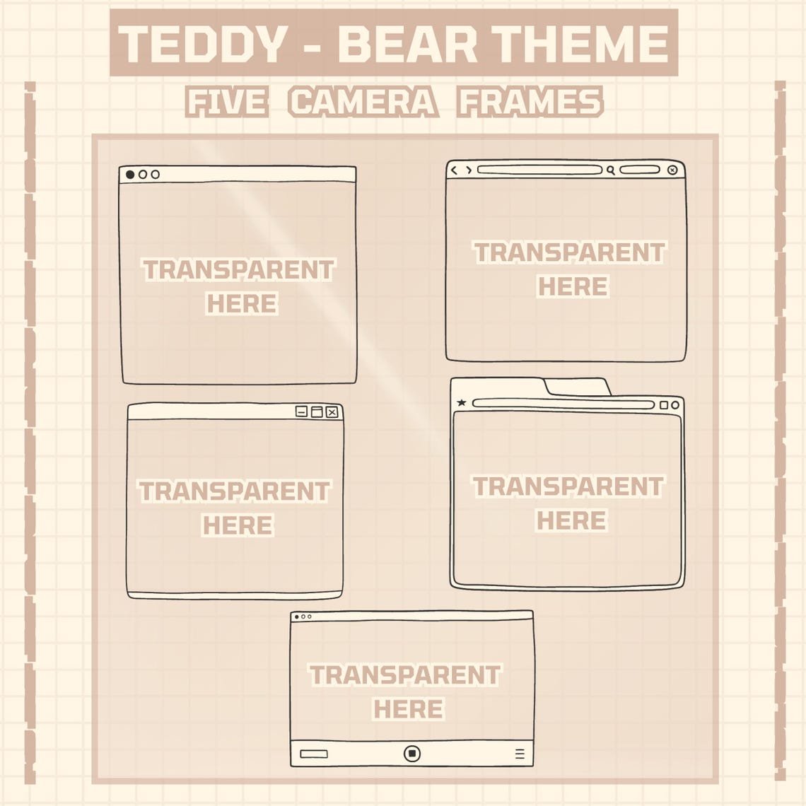 Bear Twitch Overlay Brown Stream Asset, Lo-fi Streamlabs Overlay , Cute ...
