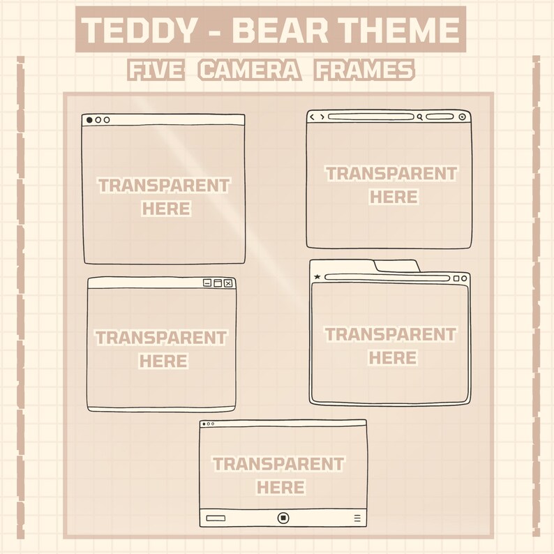 Bear Twitch Overlay Brown Stream Asset, Lo-fi Streamlabs Overlay , Cute ...