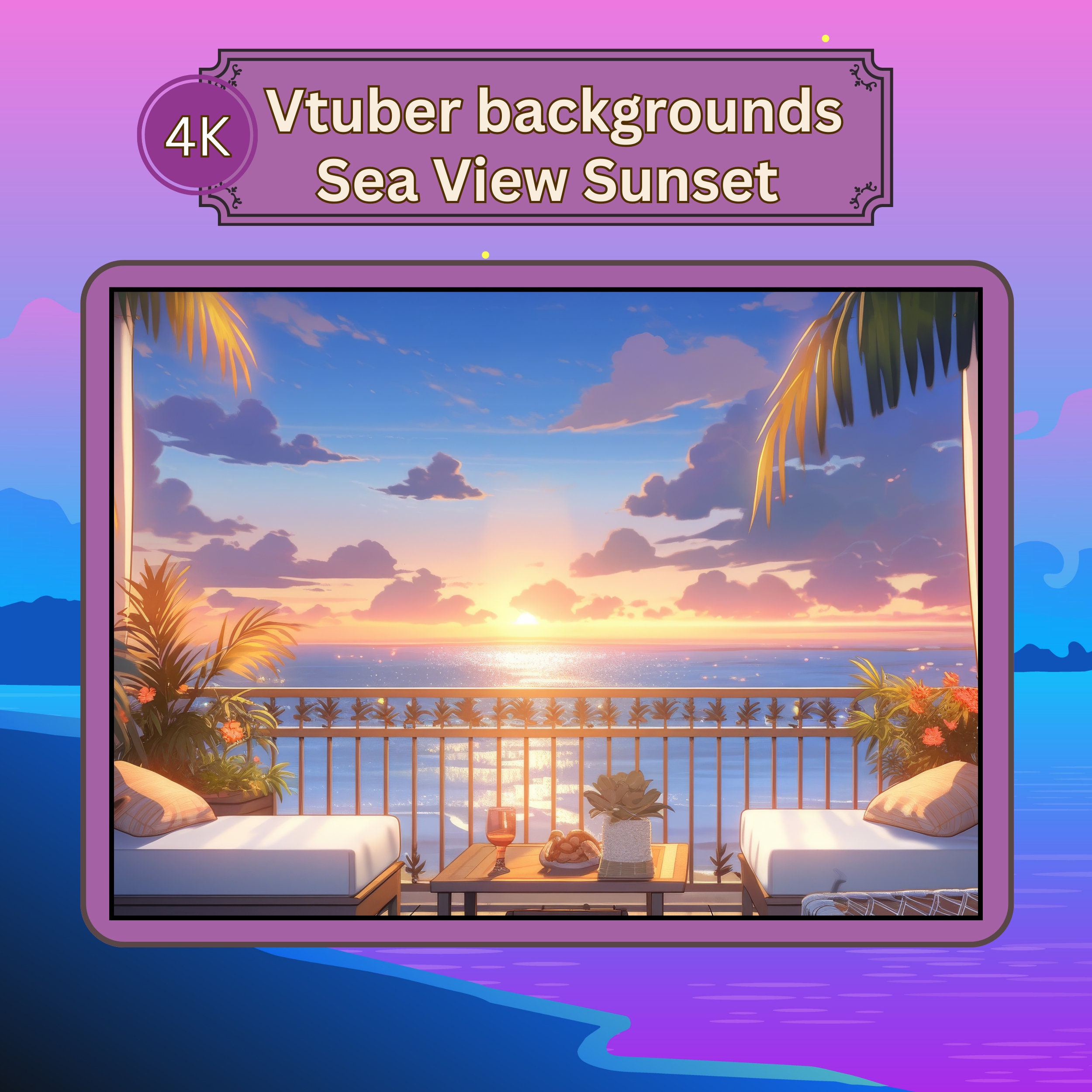 10 Cozy Sunset Background Lofi Beach Vtuber Backgrounds Lofi Vtuber ...