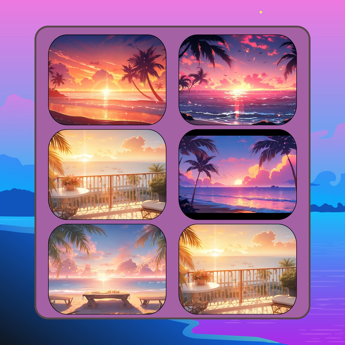 10 Cozy Sunset Background Lofi Beach Vtuber Backgrounds Lofi Vtuber ...