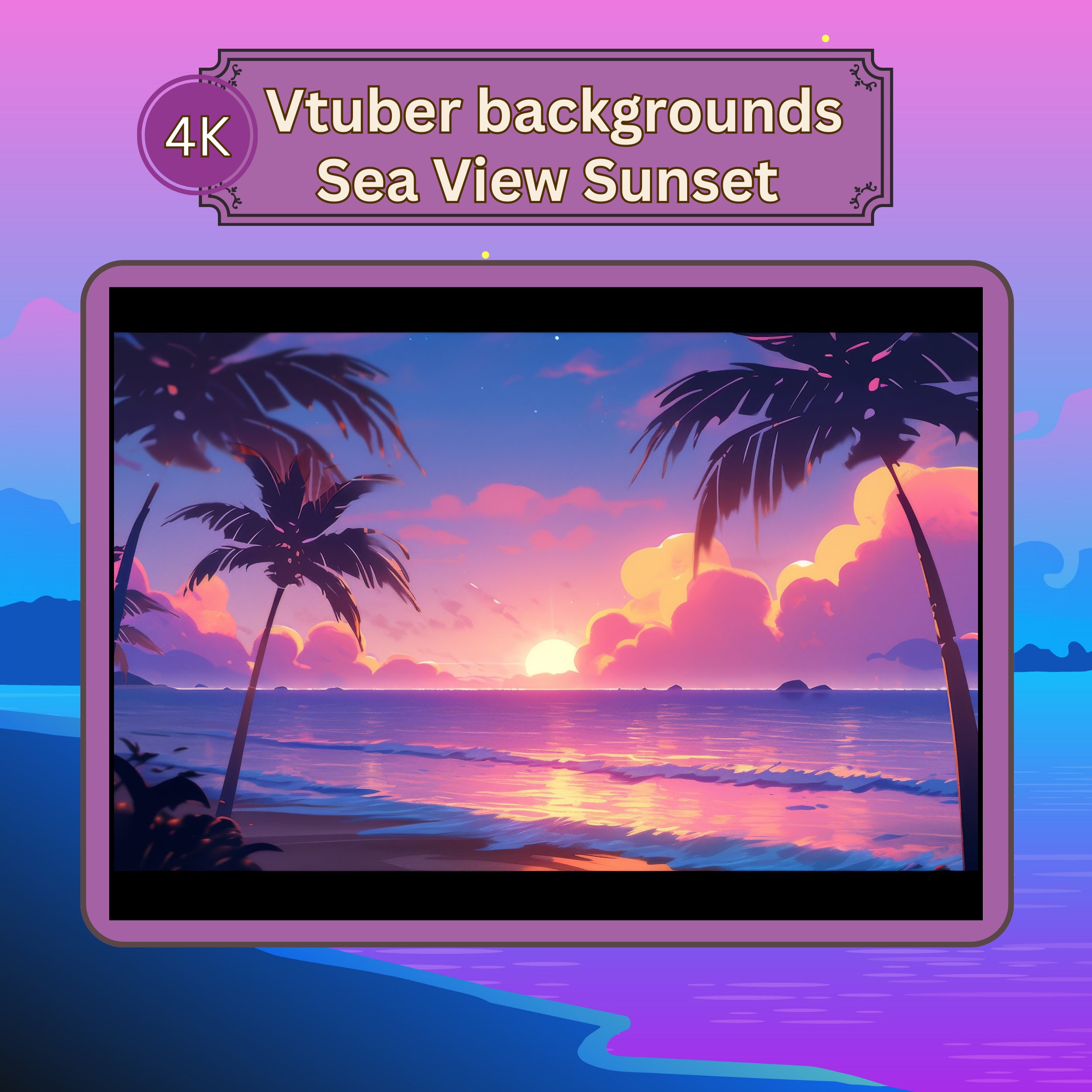 10 Cozy Sunset Background Lofi Beach Vtuber Backgrounds Lofi Vtuber ...