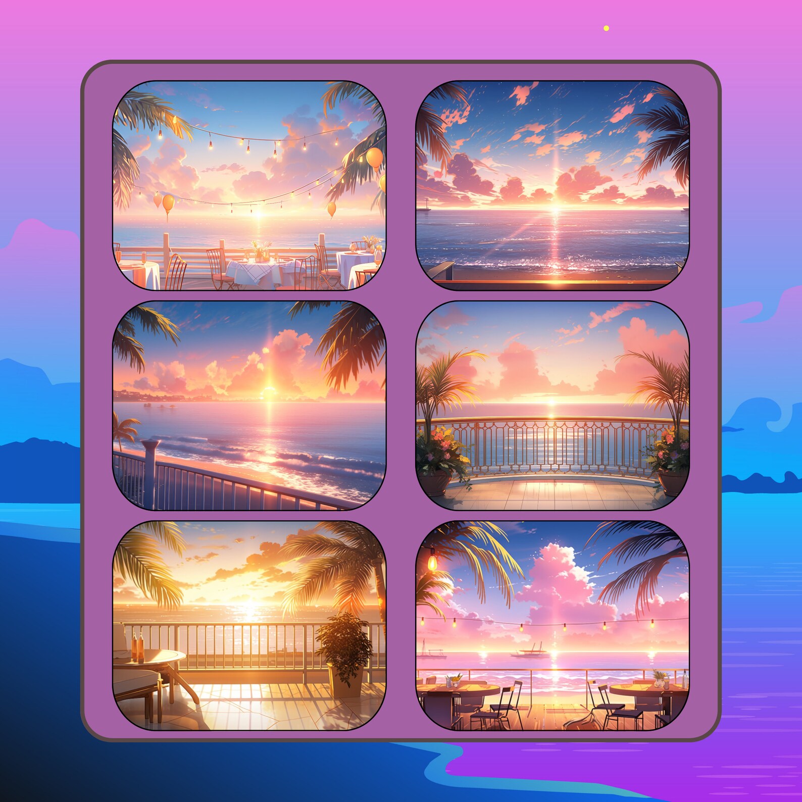 10 Cozy Sunset Background Lofi Beach Vtuber Backgrounds Lofi Vtuber ...