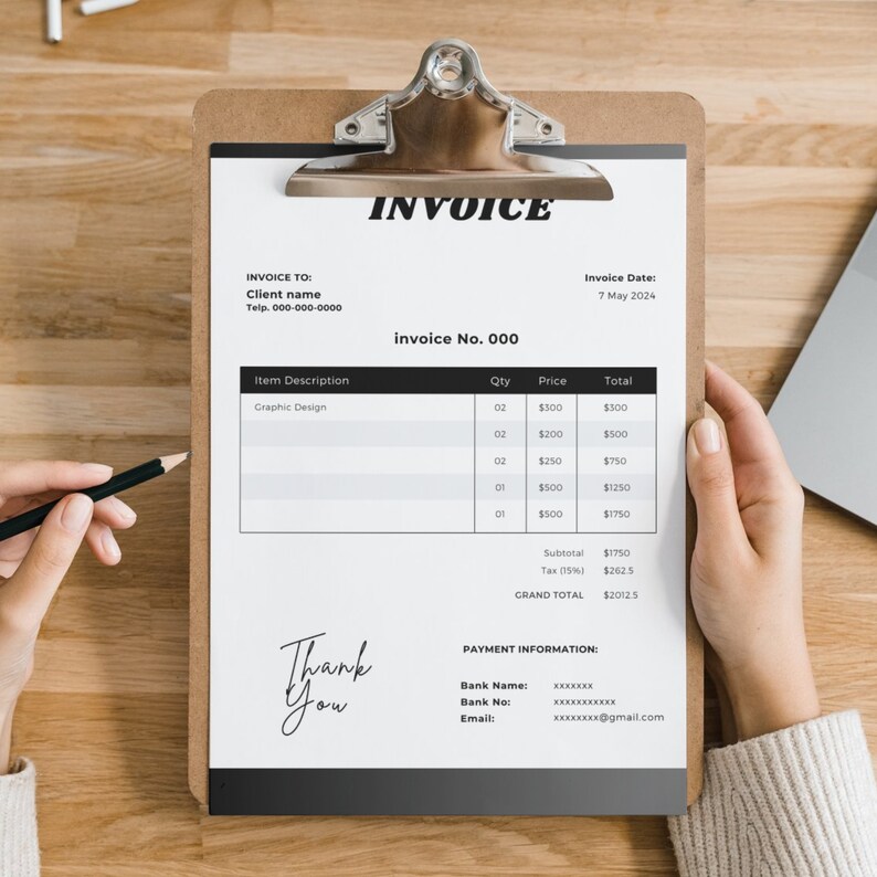 Invoice Template 5 Invoice Bundle Minimalist Business Invoice Small ...