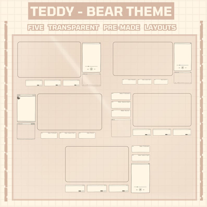 Bear Twitch Overlay Brown Stream Asset, Lo-fi Streamlabs Overlay , Cute ...