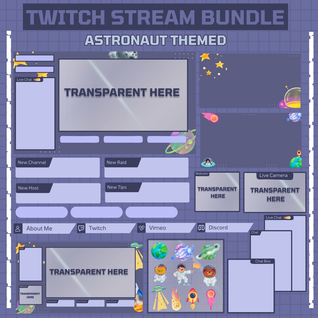 Space Twitch Overlay Bundle / Cosmic Twitch Layout / Astronaut Twitch ...