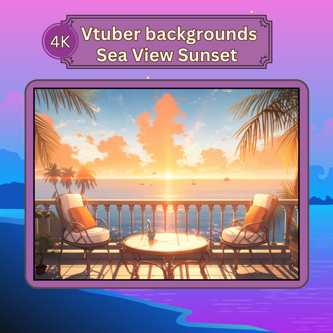 10 Cozy Sunset Background Lofi Beach Vtuber Backgrounds Lofi Vtuber ...