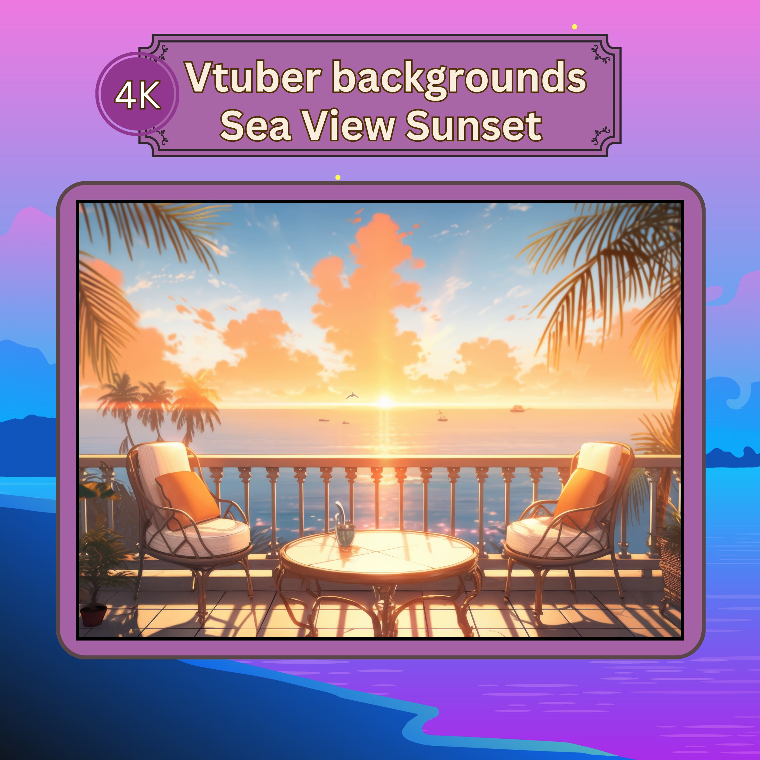 10 Cozy Sunset Background Lofi Beach Vtuber Backgrounds Lofi Vtuber ...