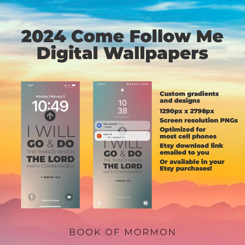 Come Follow Me 2024 Book of Mormon Digital Wallpaper Android iPhone ...