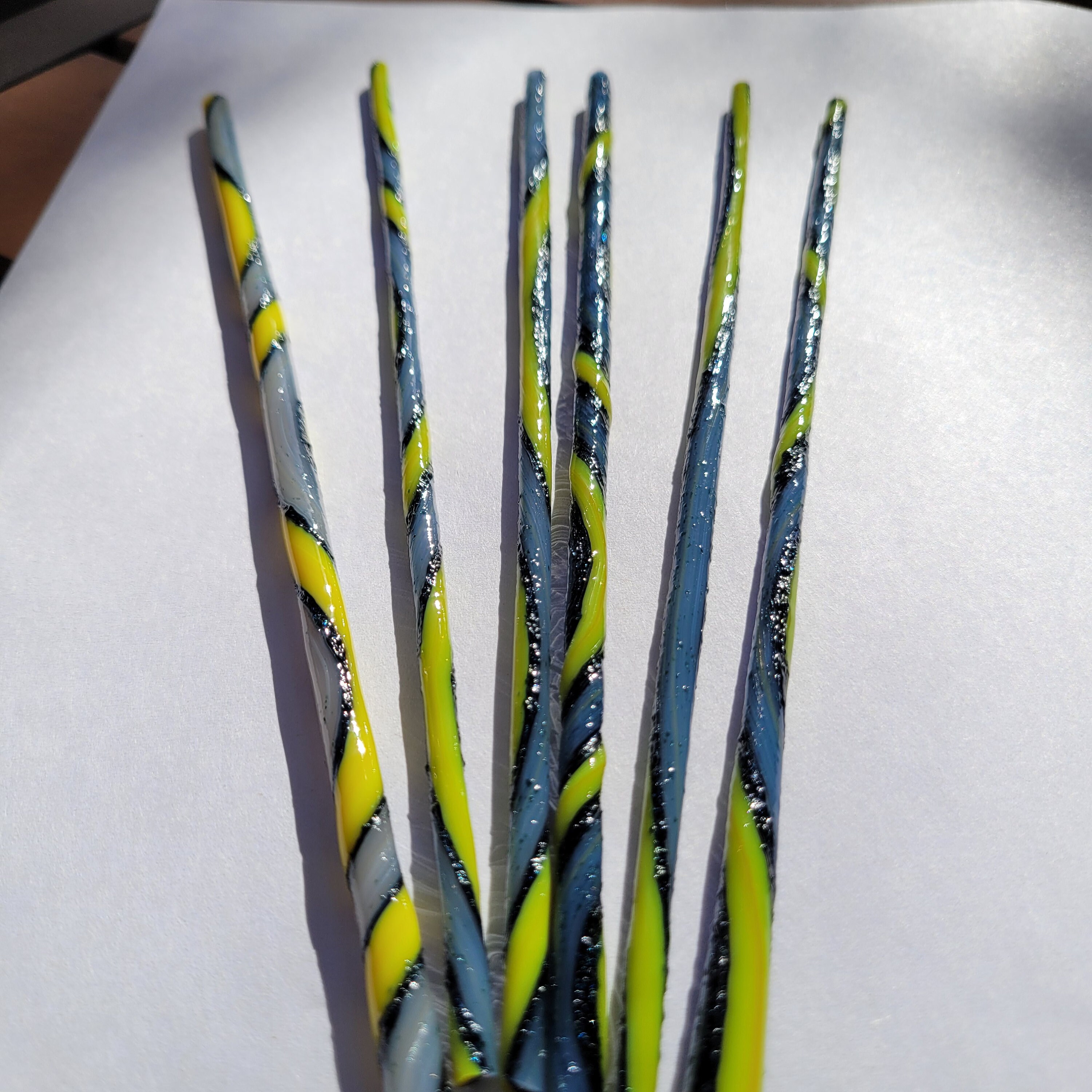 96 Twisted Cane, Aventurine Blue and Lemongrass. 96 COE. - Etsy