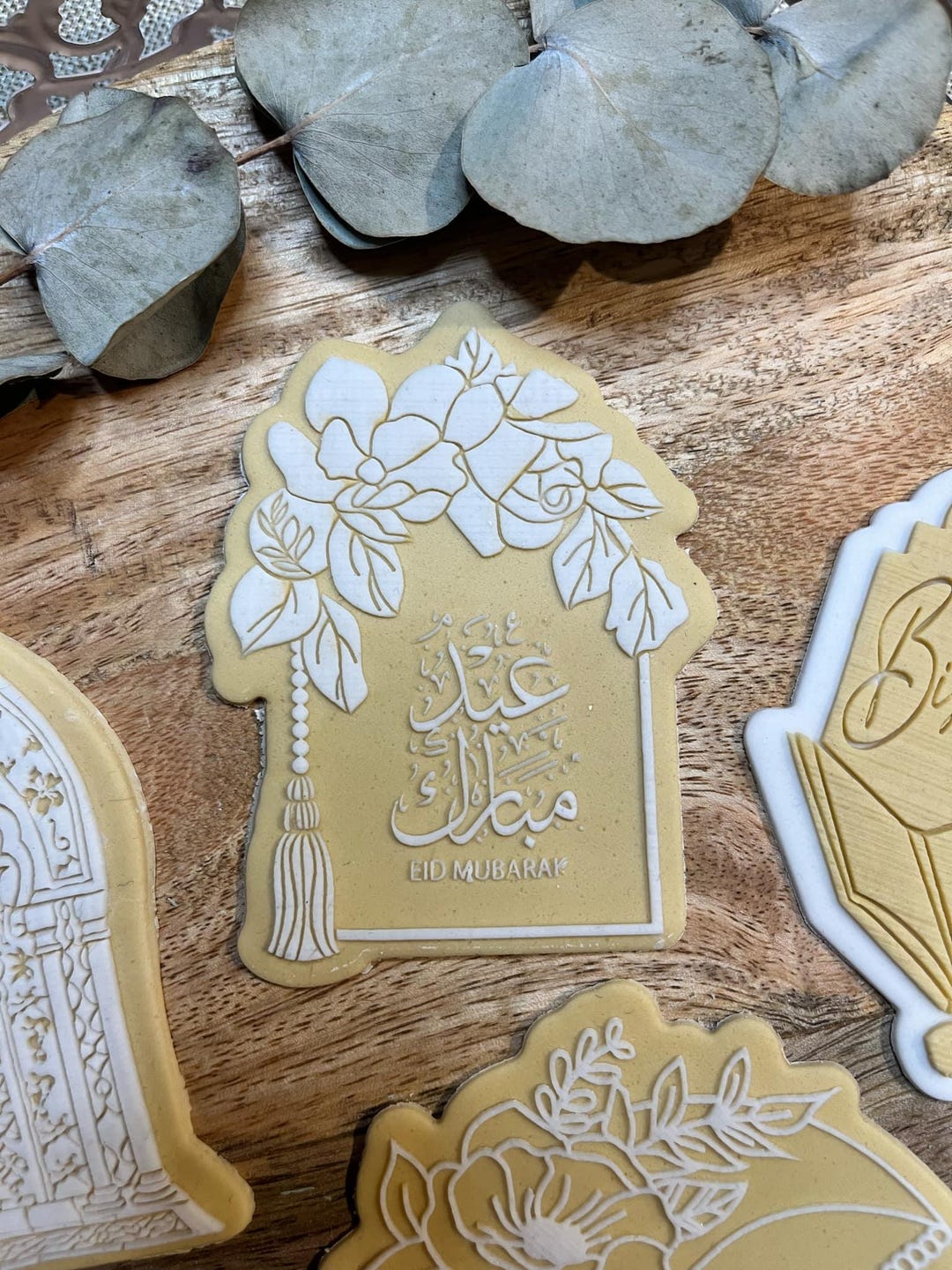 Eid Mubarak Arabic Calligraphy Flower Arch Rosary - Cookie Stamp With ...