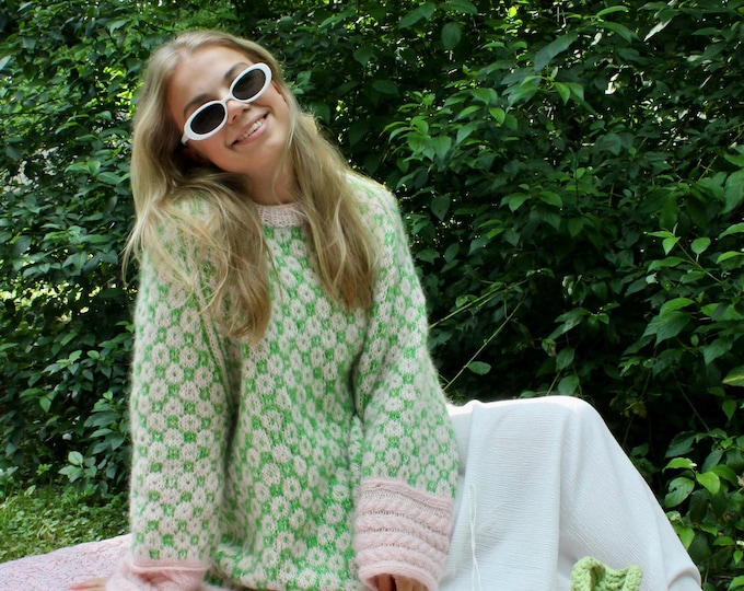 Handknit Norwegian Design Sweater, Trondheim Rose Pattern, Lavender ...